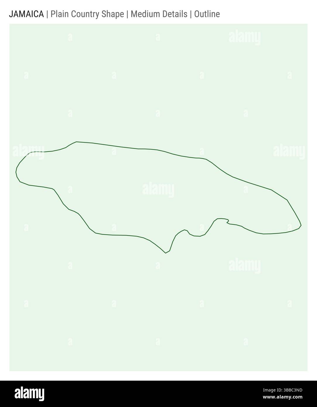Jamaica plain country map. Medium details. Outline style. Shape of ...