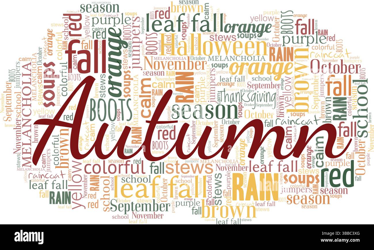 Autumn word cloud isolated on a white background Stock Vector Image ...