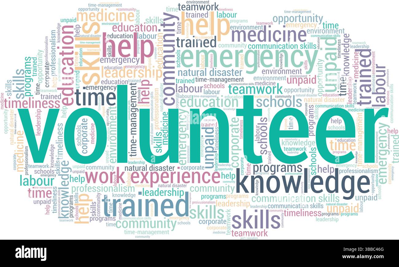 Volunteer word cloud conceptual design isolated on white background ...