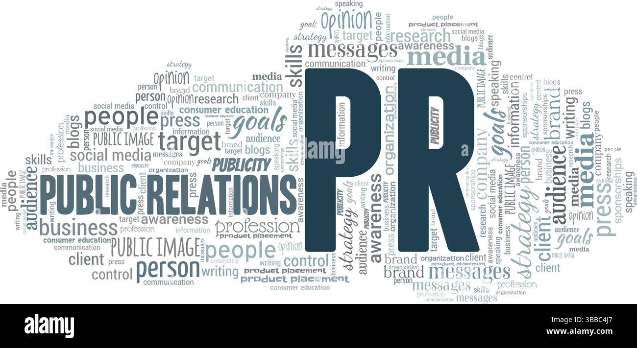 Public relations - PR word cloud isolated on a white background Stock ...