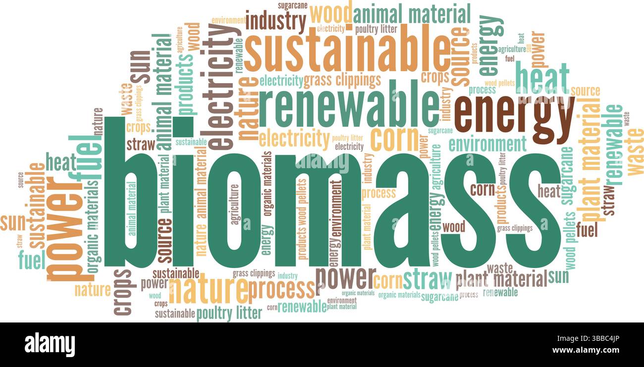 Biomass word cloud conceptual design isolated on white background Stock ...