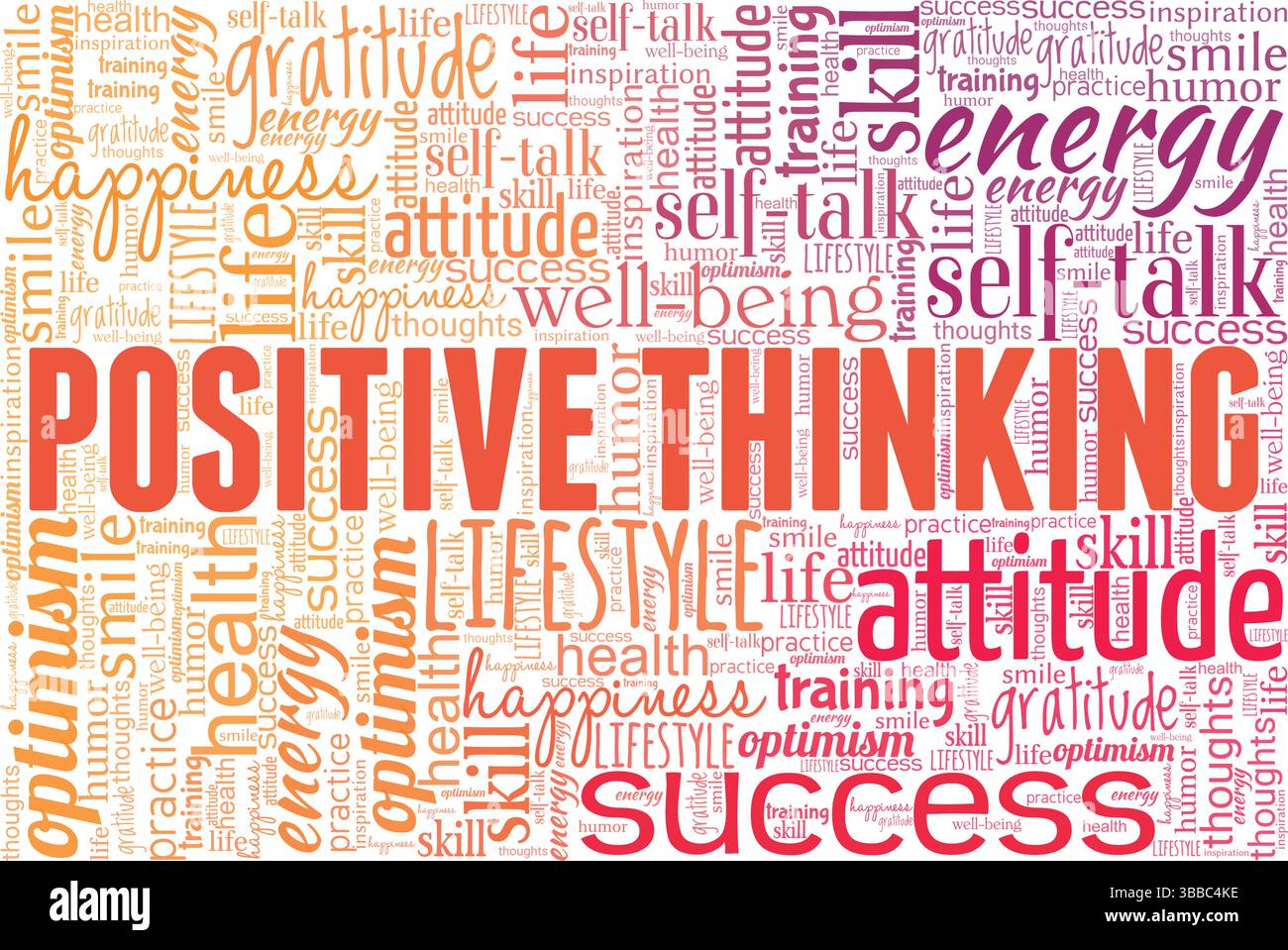 Positive Thinking vector illustration word cloud isolated on a white ...