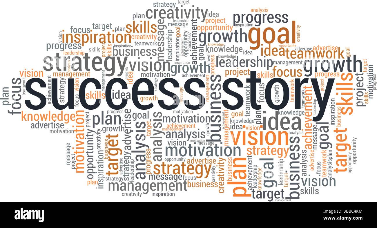 Success Story word cloud conceptual design isolated on white background ...