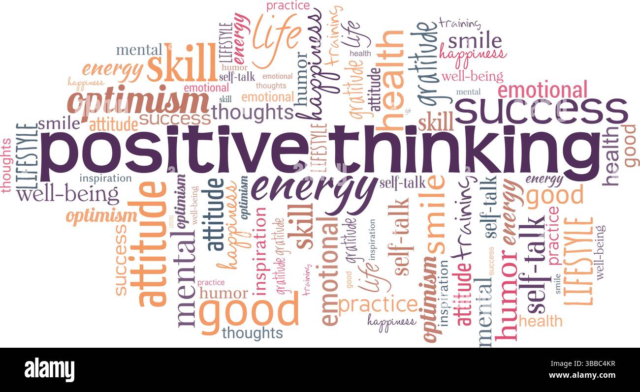 Positive Thinking vector illustration word cloud isolated on a white ...