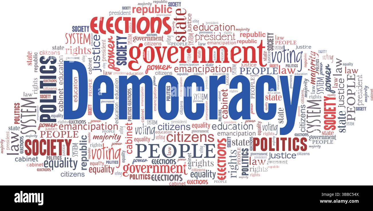 Democracy word cloud conceptual design isolated on white background ...