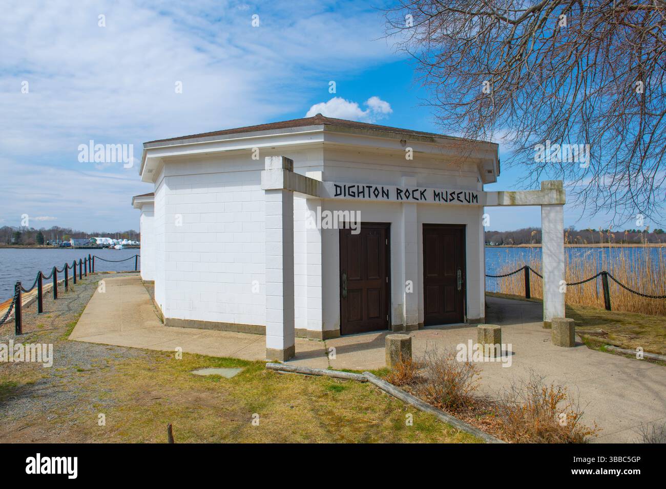 Dighton Rock Museum in Dighton Rock State Park in spring in town of ...