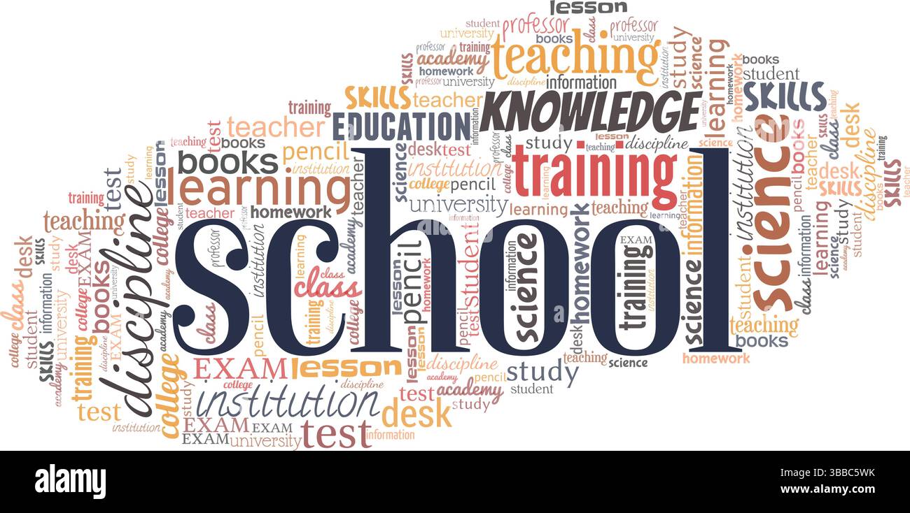 School word cloud isolated on a white background Stock Vector Image ...