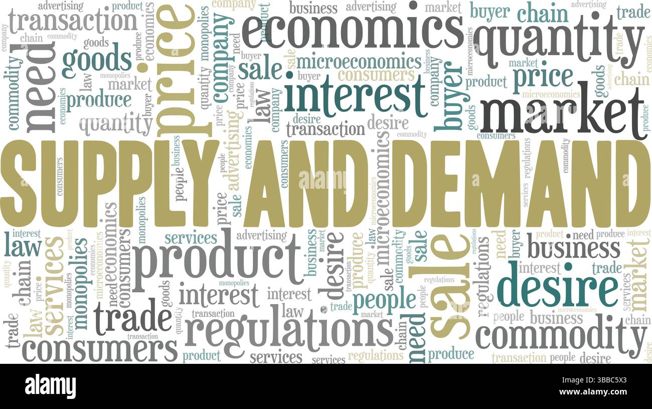 Supply and Demand word cloud conceptual design isolated on white ...