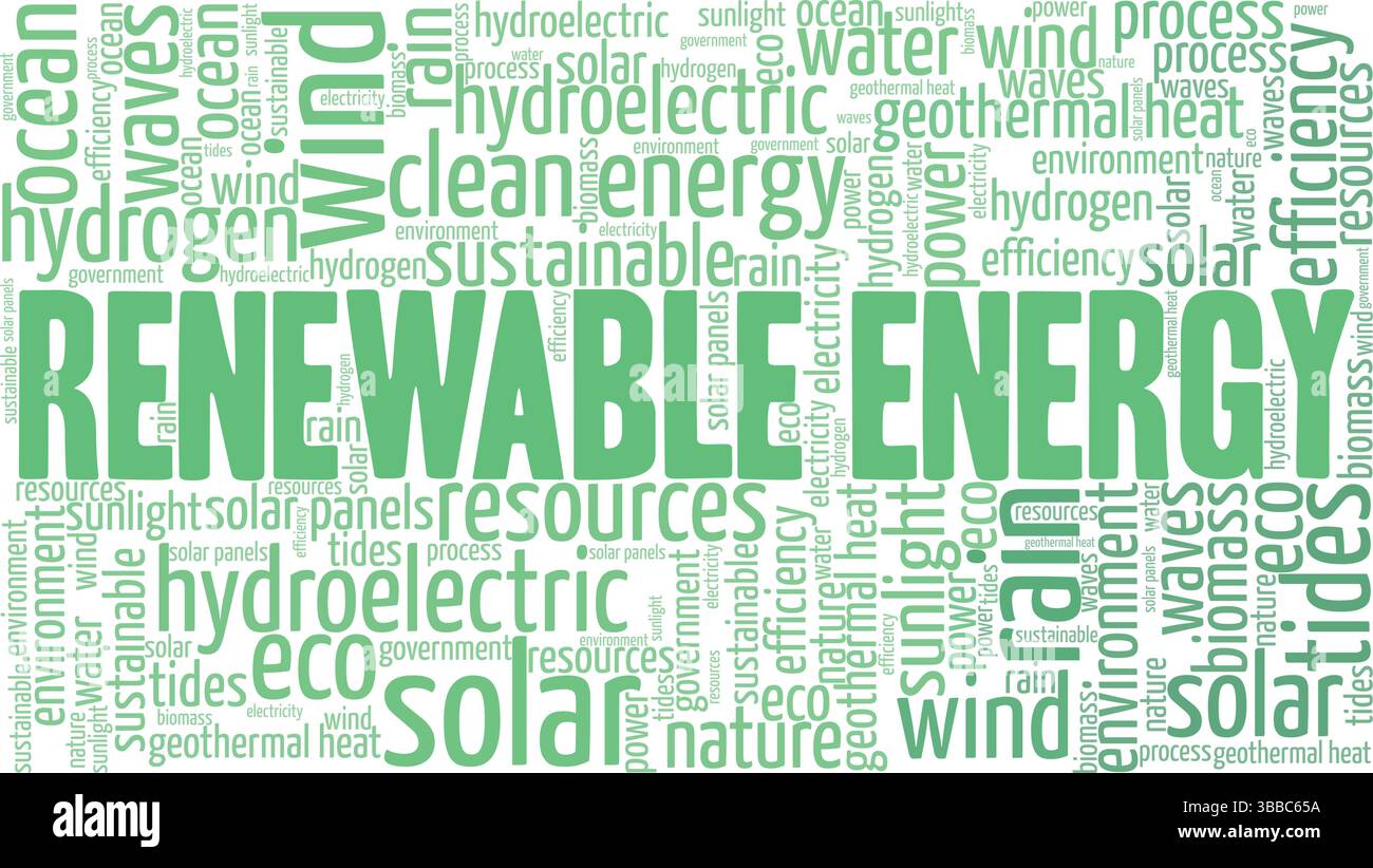 Renewable Energy word cloud conceptual design isolated on white ...
