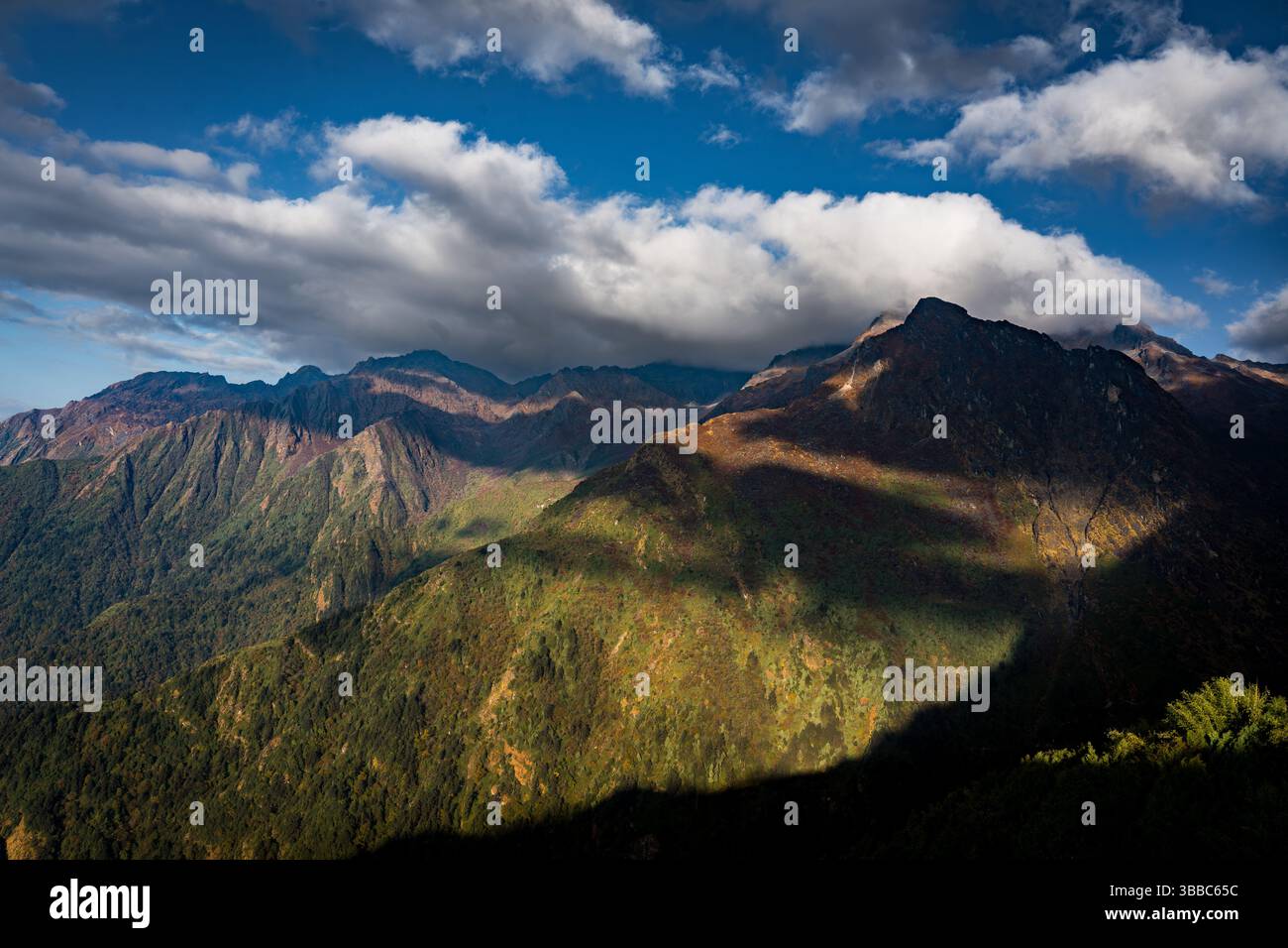 Early Morning Sunrise in the Himalayan Mountains with Cloud Shadows in ...