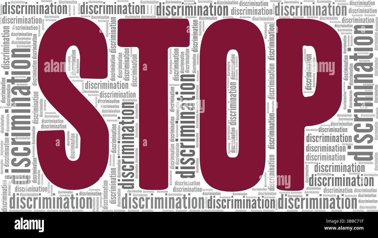 Stop Discrimination vector illustration word cloud isolated on a white background Stock Vector ...