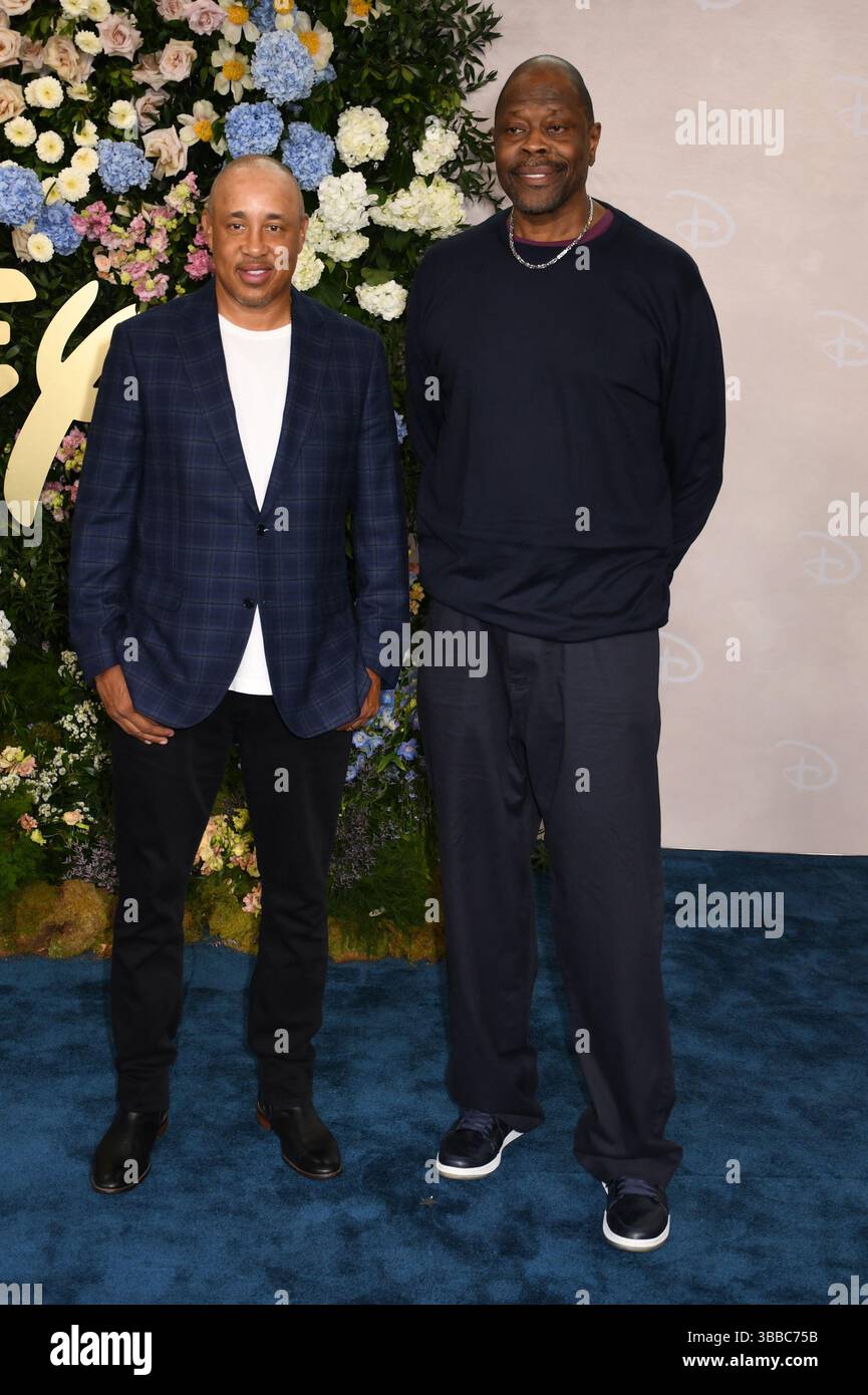 New York, NY, USA. 13th May, 2025. John Starks and Patrick Ewing at the ...