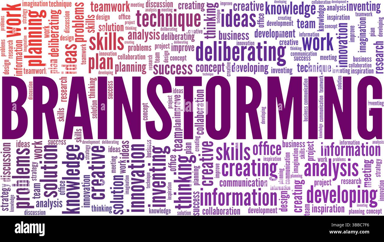 Brainstorming word cloud conceptual design isolated on white background ...