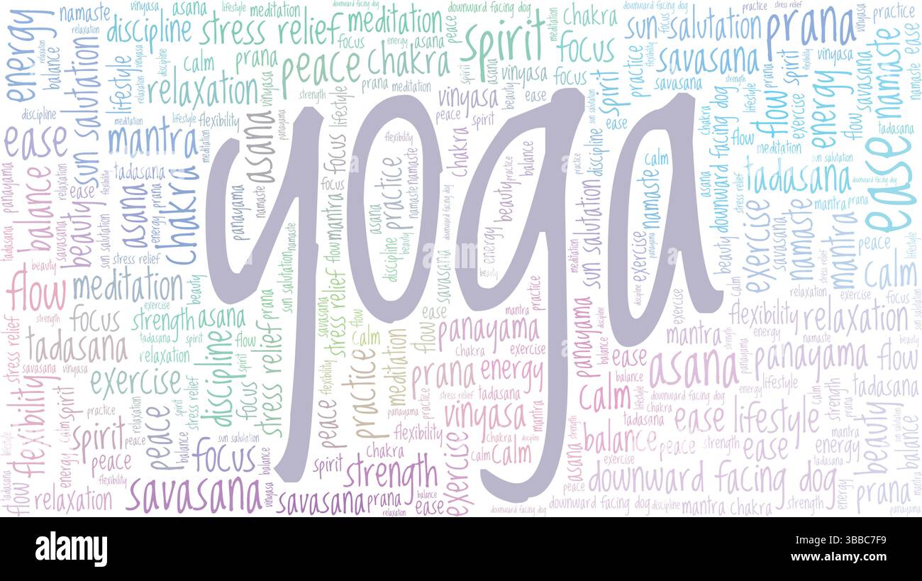 Yoga vector illustration word cloud isolated on a white background ...