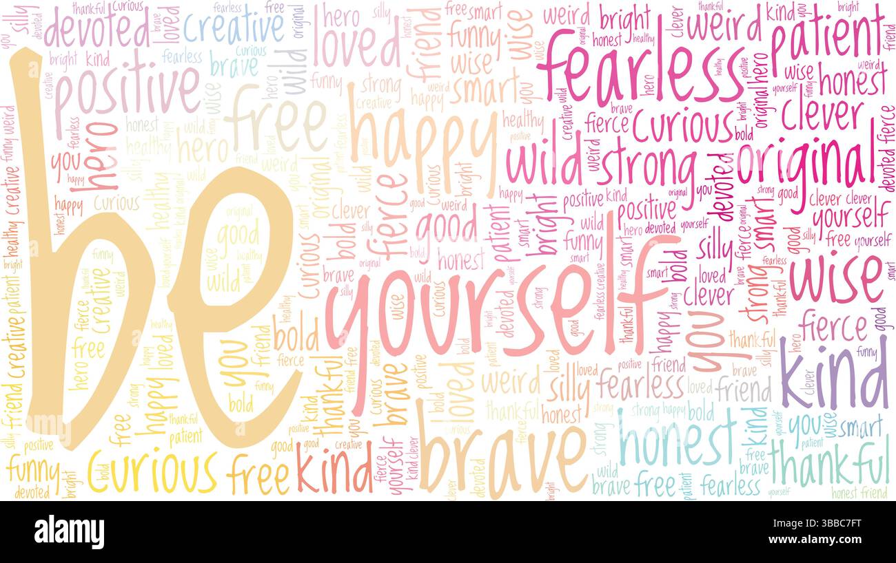 Be Yourself vector illustration word cloud isolated on a white ...