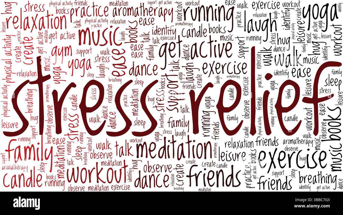 Stress Relief word cloud conceptual design isolated on white background ...