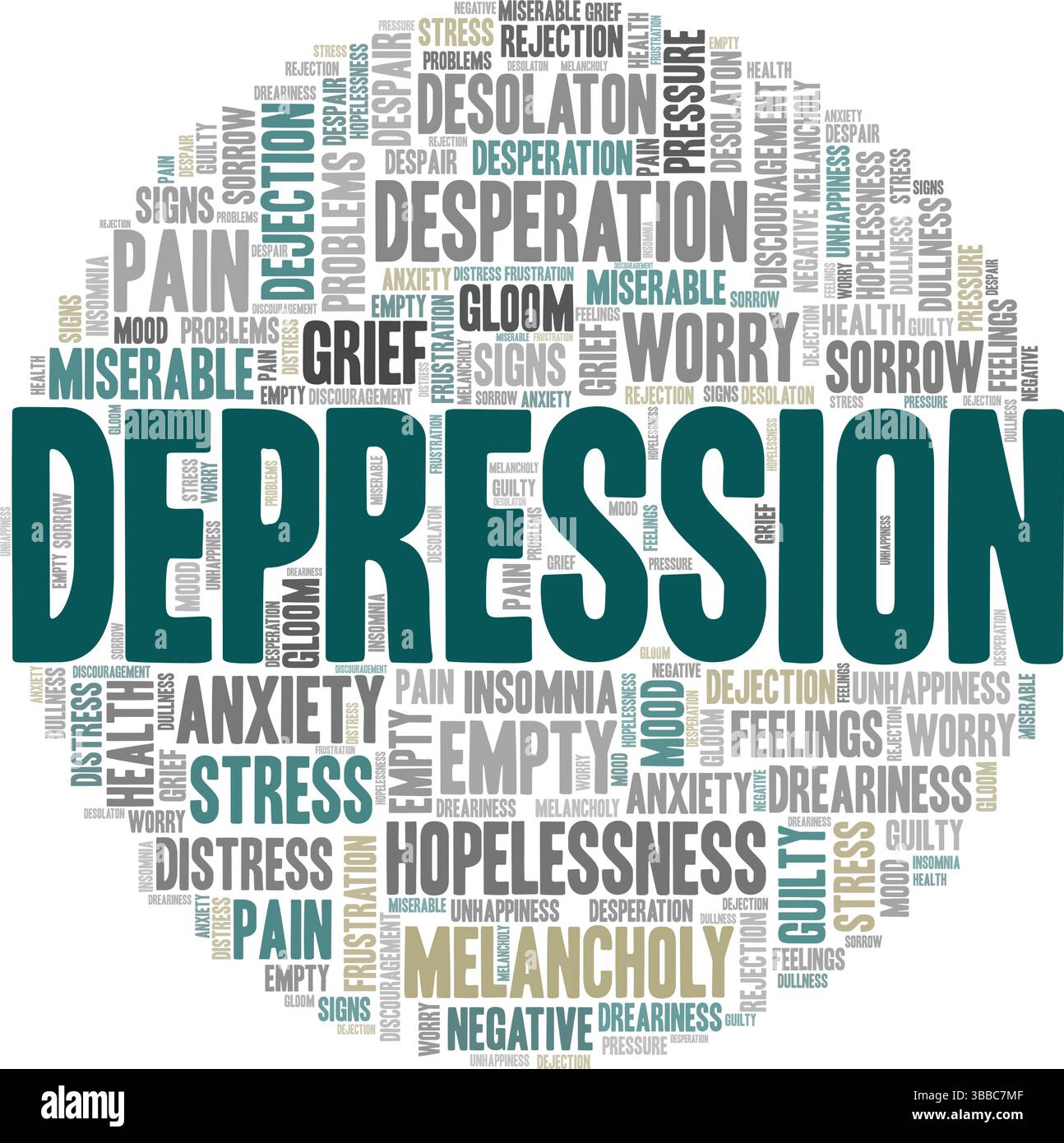 Depression vector illustration word cloud isolated on a white ...