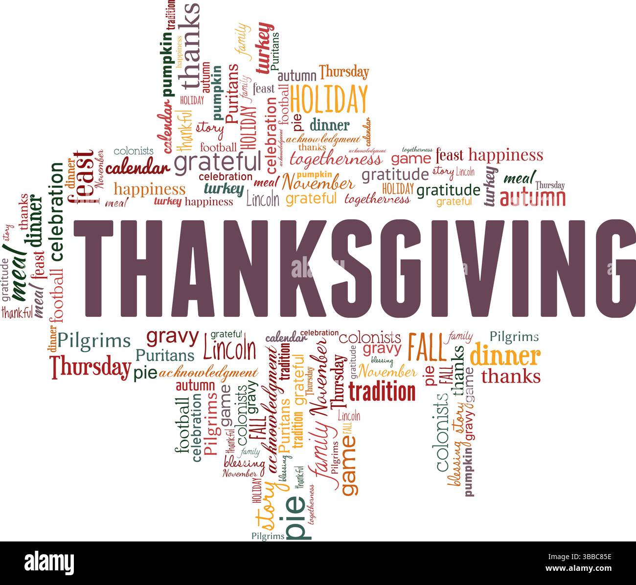 Thanksgiving word cloud conceptual design isolated on white background ...