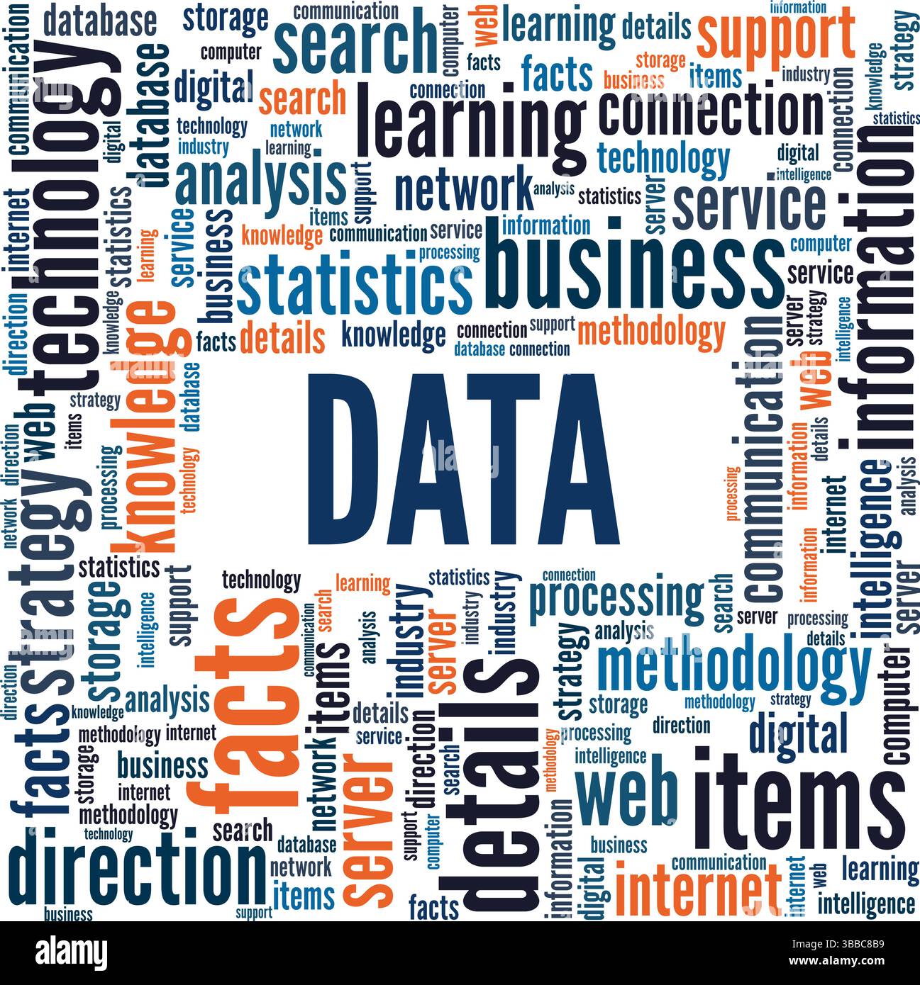 Data word cloud conceptual design isolated on white background Stock ...