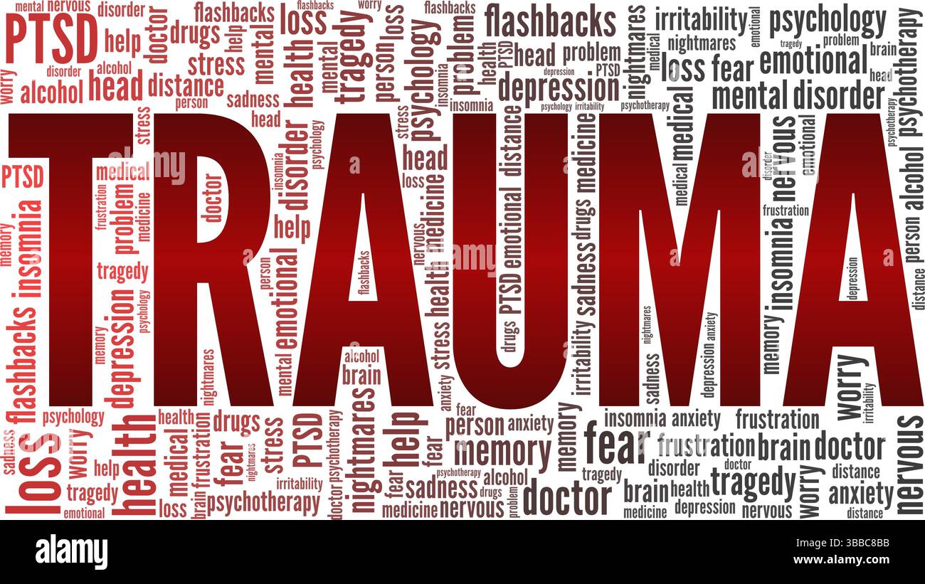 Trauma word cloud conceptual design isolated on white background Stock ...