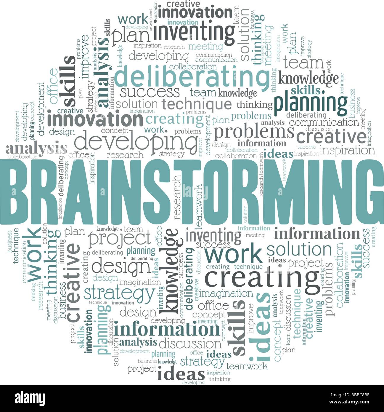 Brainstorming word cloud conceptual design isolated on white background ...
