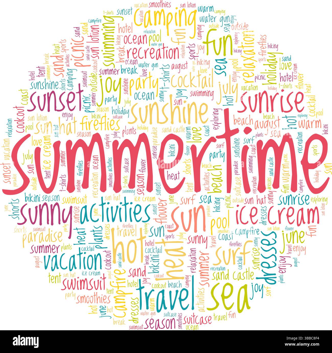 Summertime word cloud conceptual design isolated on white background ...
