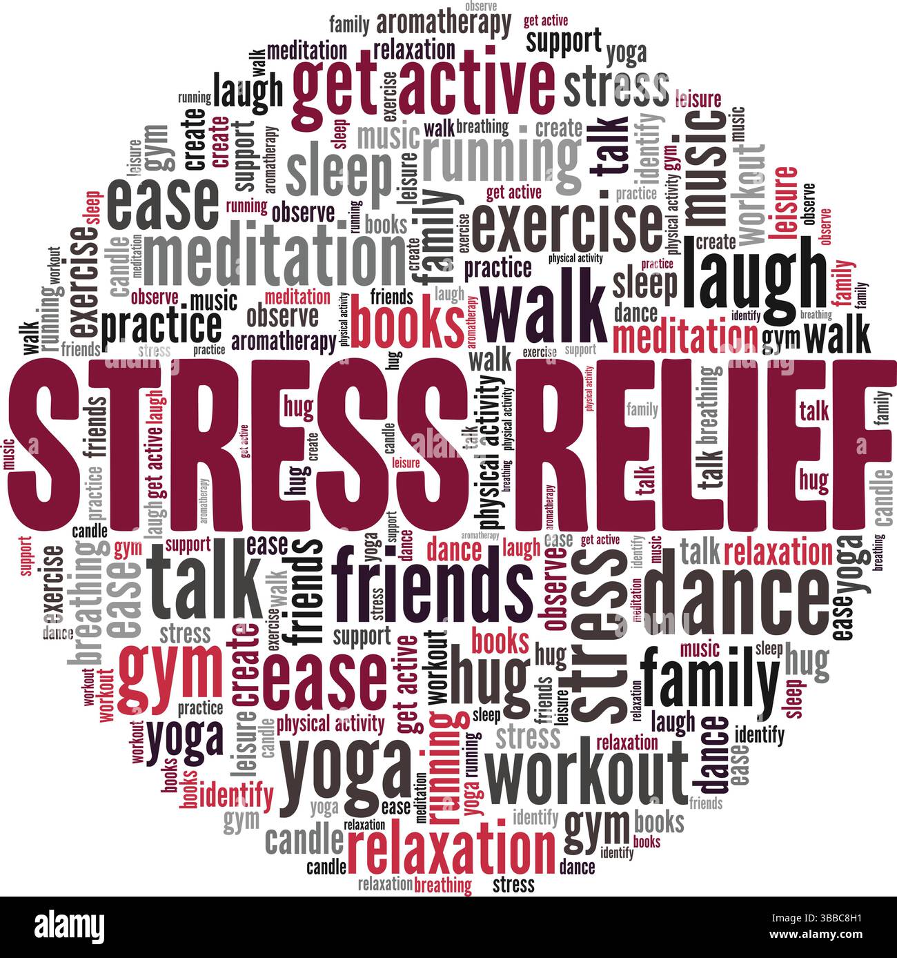Stress Relief word cloud conceptual design isolated on white background ...
