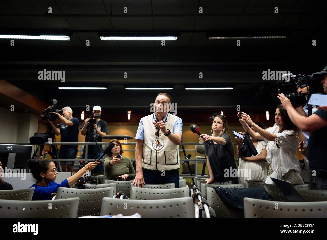 Montreal, Canada. 15th May, 2025. Chief Réal Mckenzie of Matimekush-Lac ...