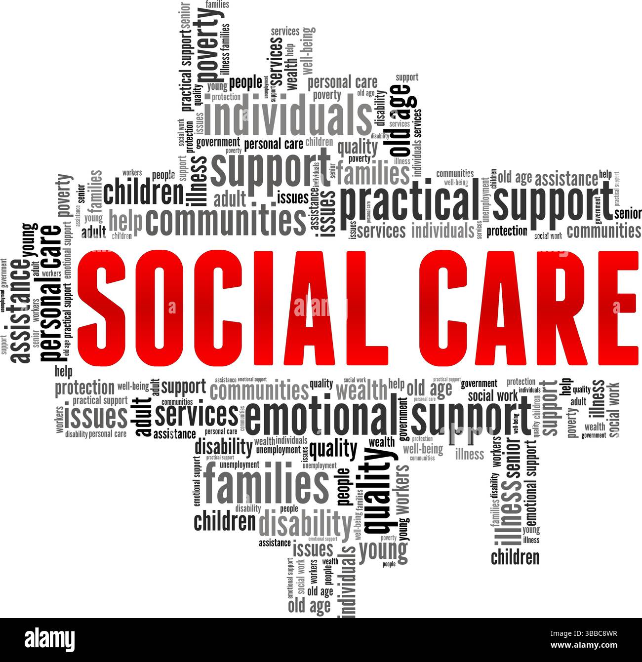 Social Care word cloud conceptual design isolated on white background ...