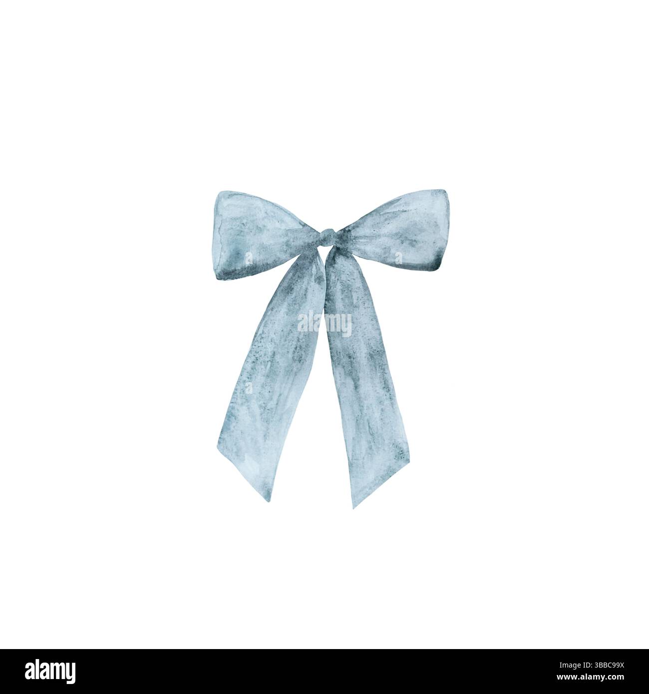 Watercolor illustrated design elements light blue bow, ribbon ...