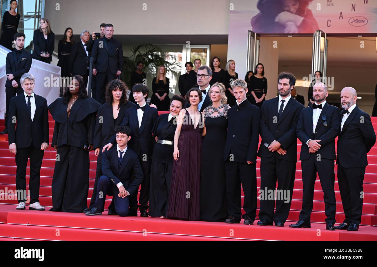 (left to right) Stanislas Merhar, Guslagie Malanda, Mathilde Riu, Côme ...