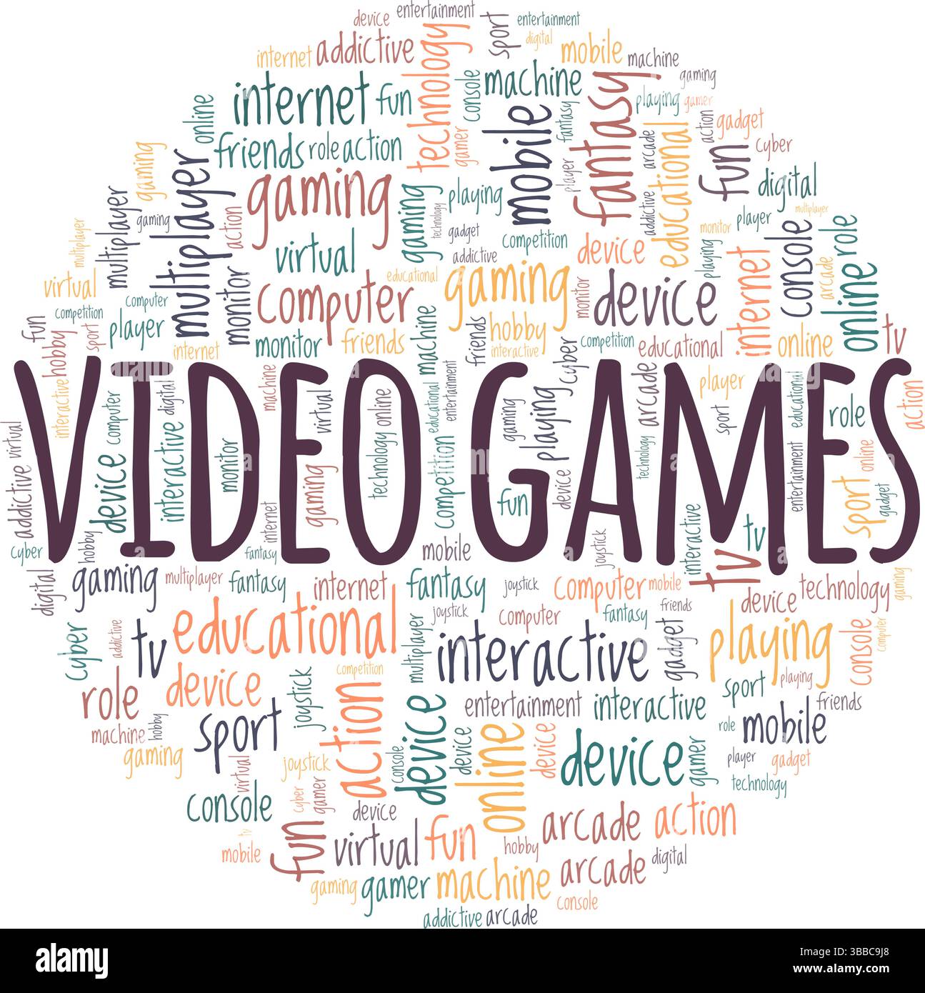 Video Games word cloud conceptual design isolated on white background ...