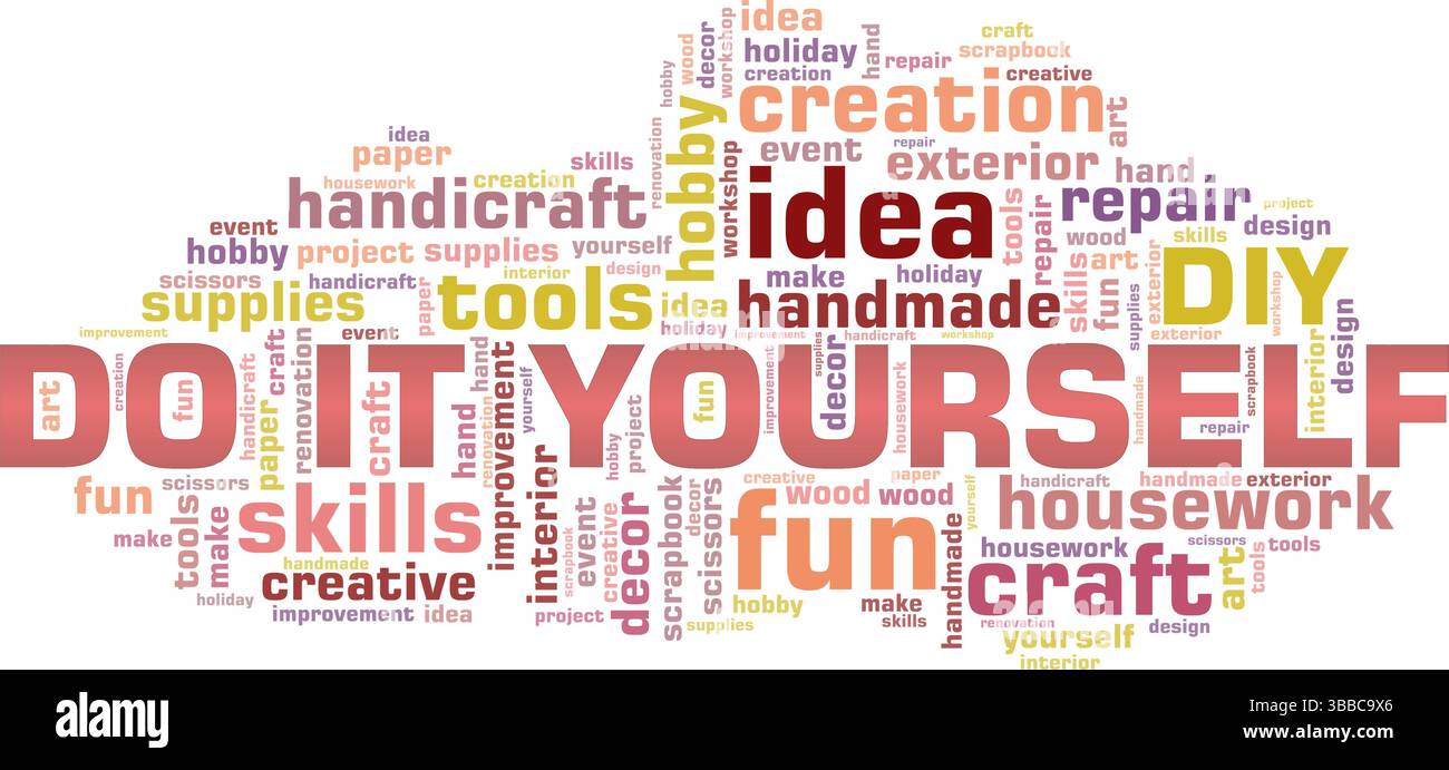 Do it yourself - DIY word cloud isolated on a white background Stock ...