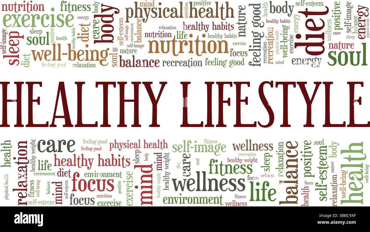 Healthy Lifestyle word cloud conceptual design isolated on white ...