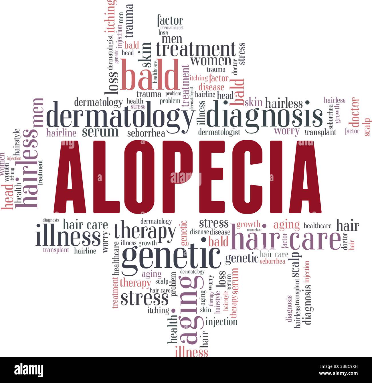 Alopecia - hair loss vector word cloud conceptual design isolated on ...