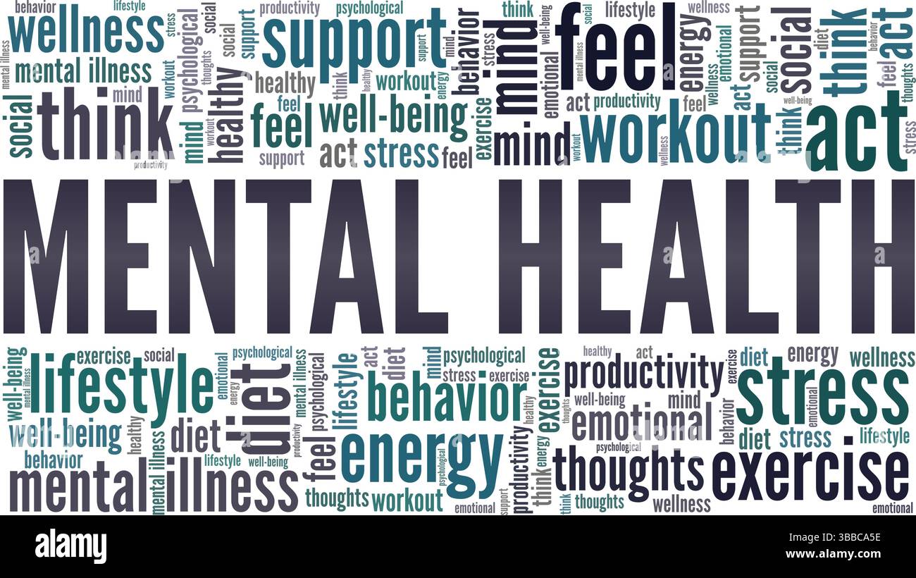 Mental Health word cloud conceptual design isolated on white background ...