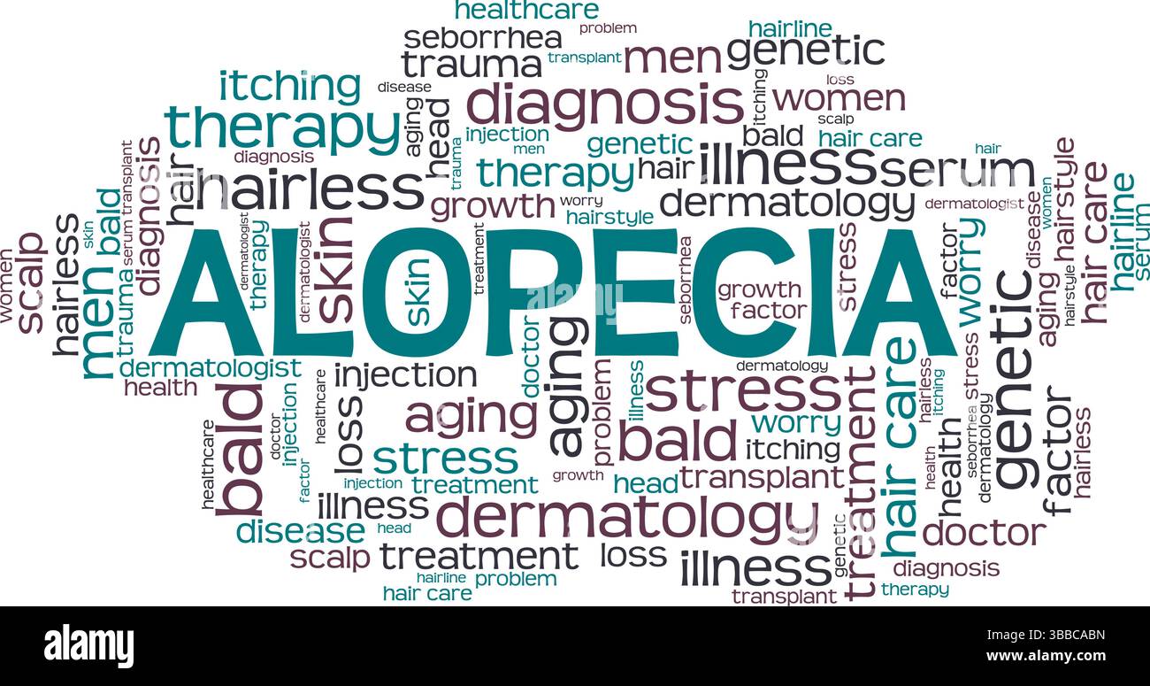 Alopecia - hair loss vector word cloud conceptual design isolated on ...