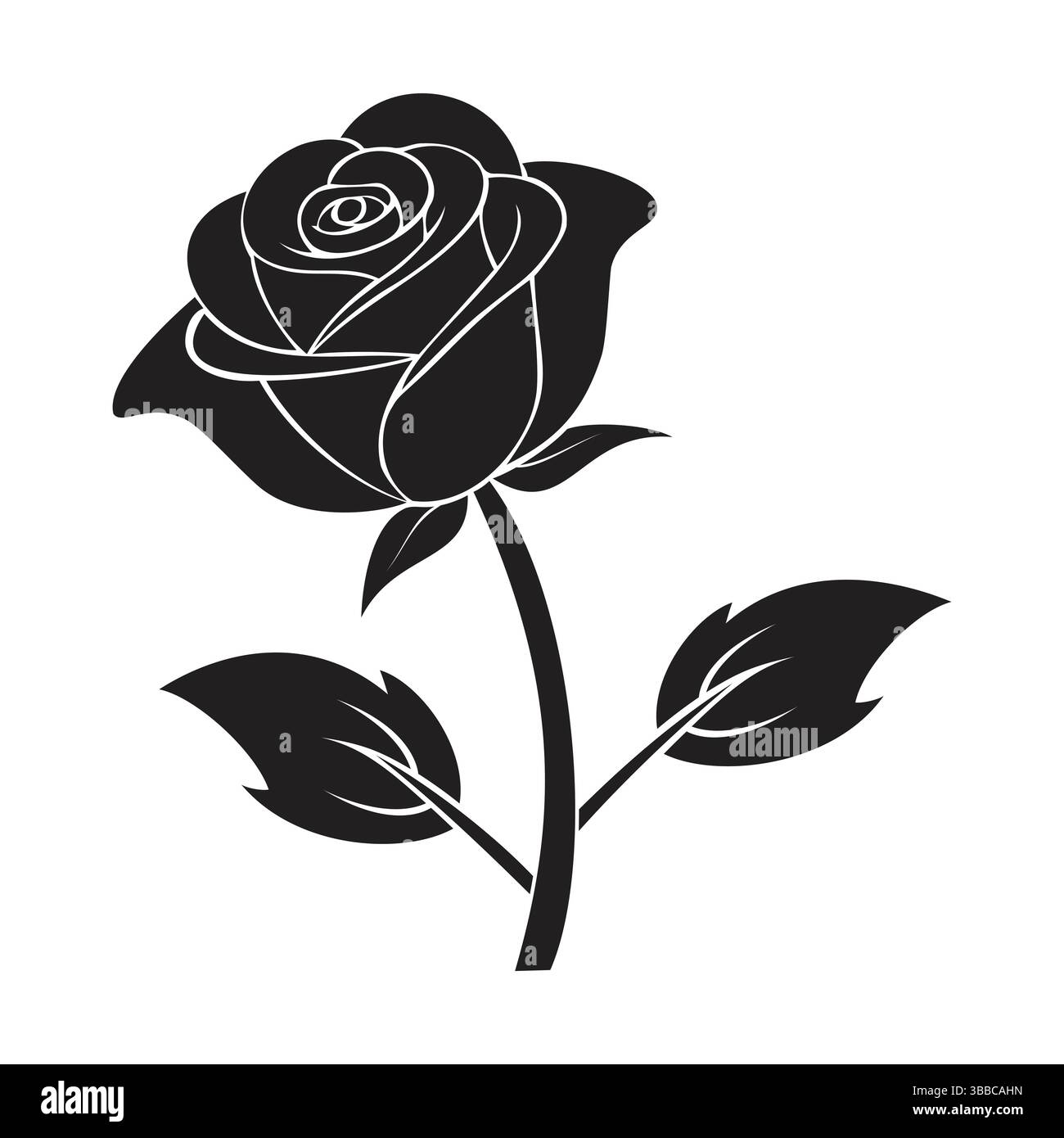 Simple black and white rose vector Stock Vector Images - Alamy
