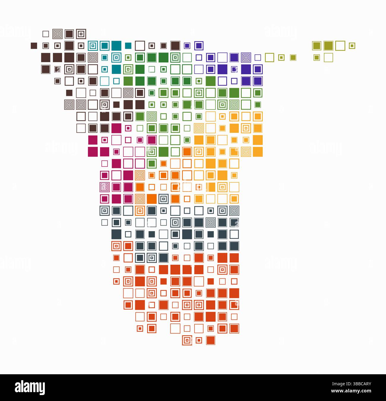 Namibia, shape of the country built of colored cells. Digital style map ...