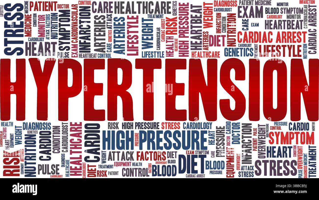 Hypertension word cloud conceptual design isolated on white background ...