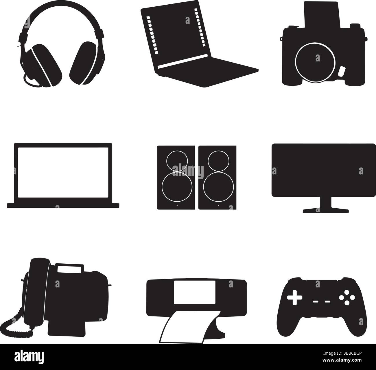 Black Icon Set on White Background – User, Contact, Location, Mobile ...