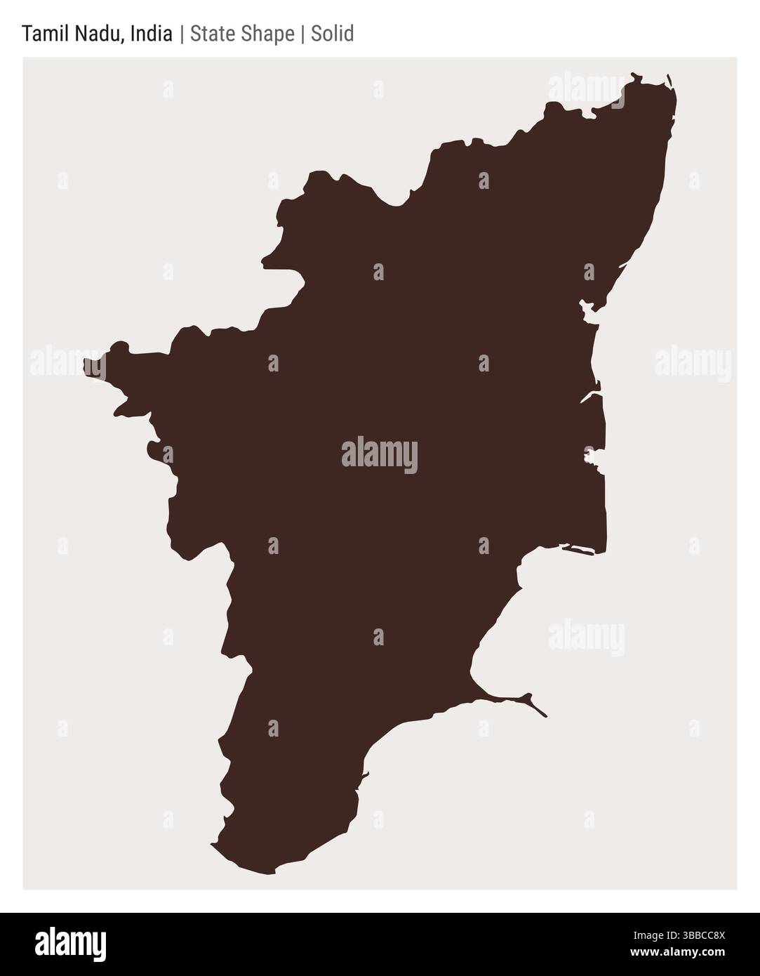 Tamil Nadu, India. Simple vector map. State shape. Solid style. Border ...