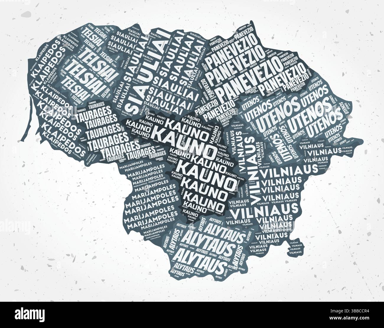 Lithuania regions word clouds. Country shape on textured background ...