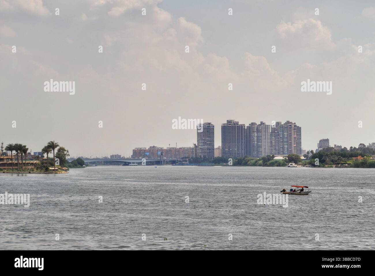 Plants and the Nile River from the terrace of Manasterly Palace on Roda ...