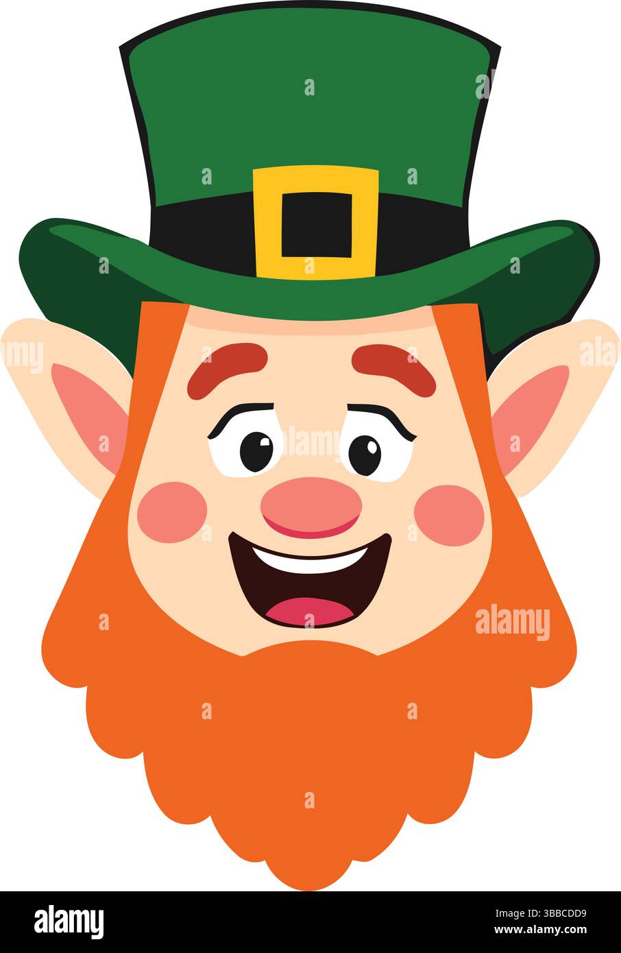 A friendly and smiling vector illustration of a leprechaun's face with ...