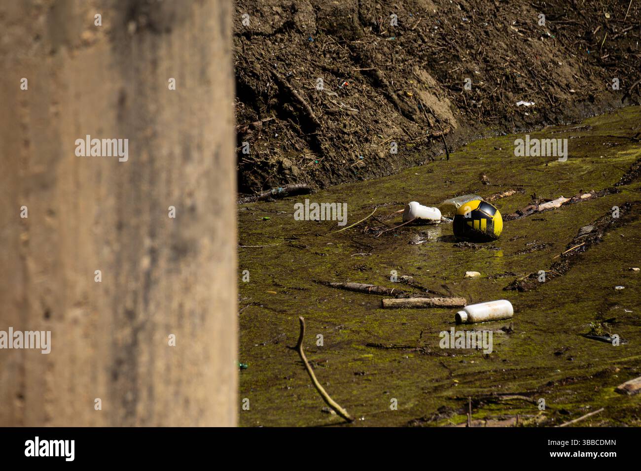 Floating Plastic Trash in a River Dam, Portugal Stock Photo - Alamy