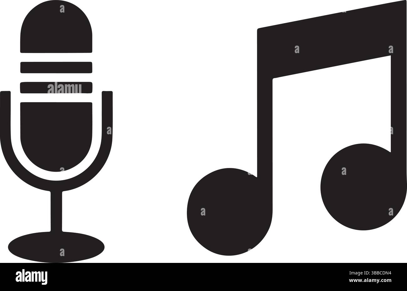 A simple black music note icon representing audio, music, or melody ...