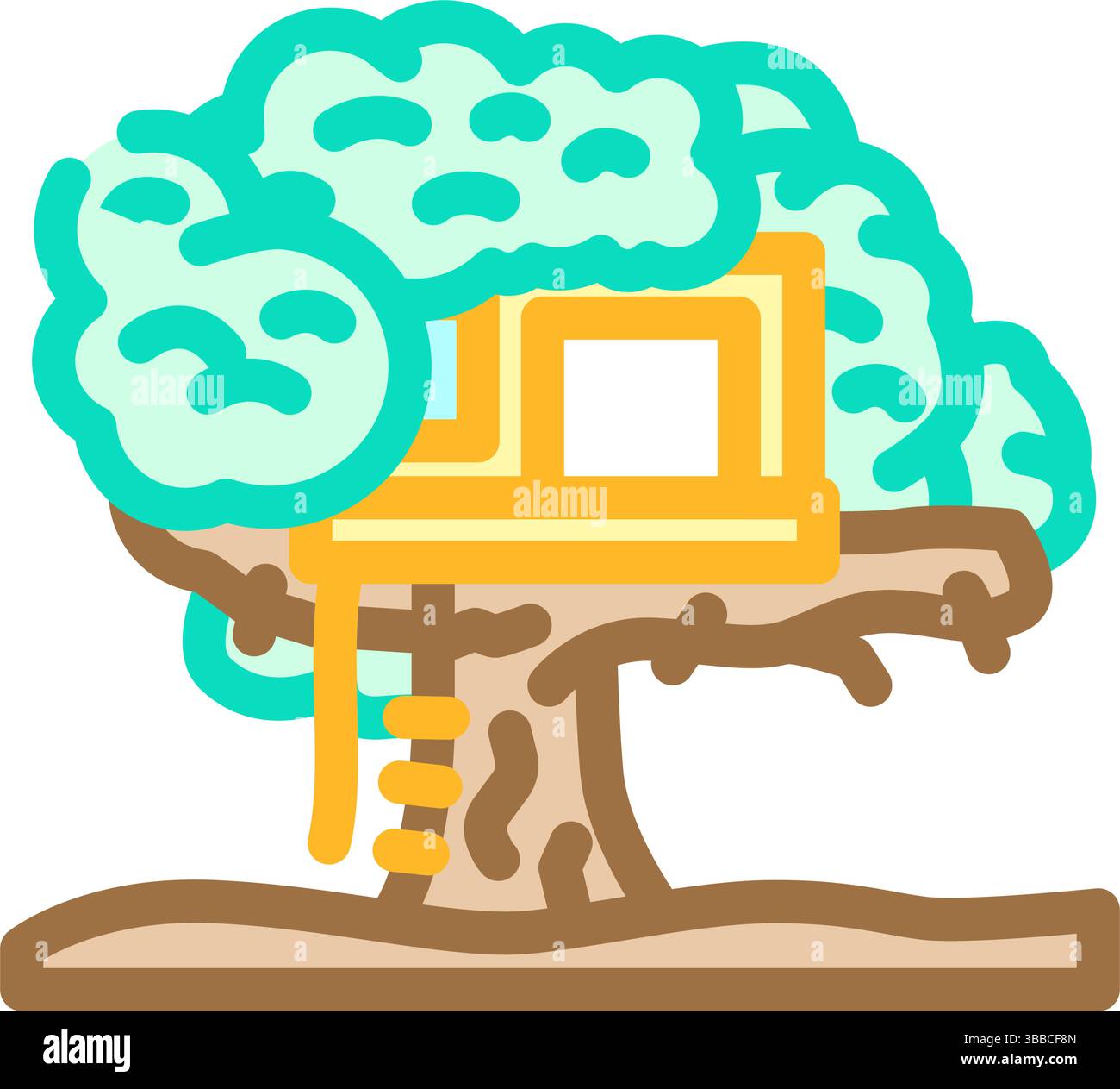 treehouse cabin wooden color icon vector illustration Stock Vector ...