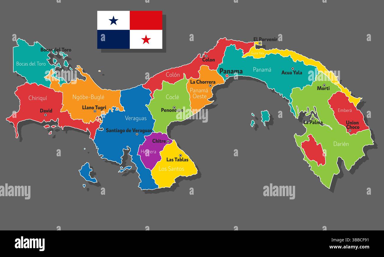 Panama map borders cities hi-res stock photography and images - Alamy