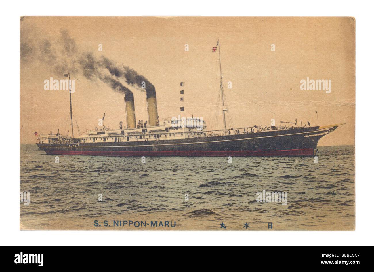 Old postcard with the Japanese steamship Nippon-Maru, 1910 Stock Photo ...